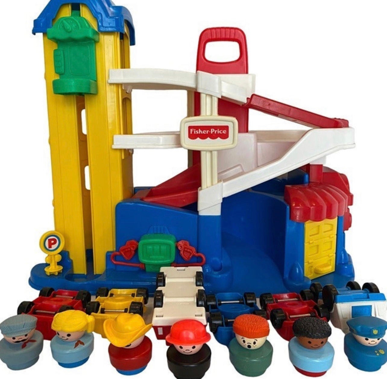 Vintage FISHER PRICE Action Ramps Parking Garage Chunky Little People ...
