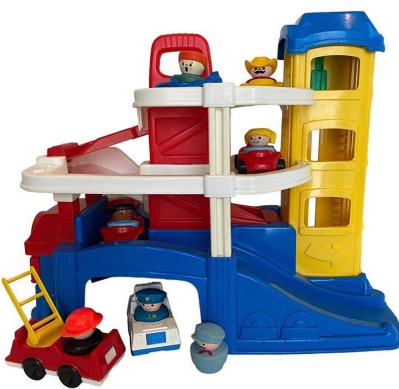 Vintage FISHER PRICE Action Ramps Parking Garage Chunky Little People ...