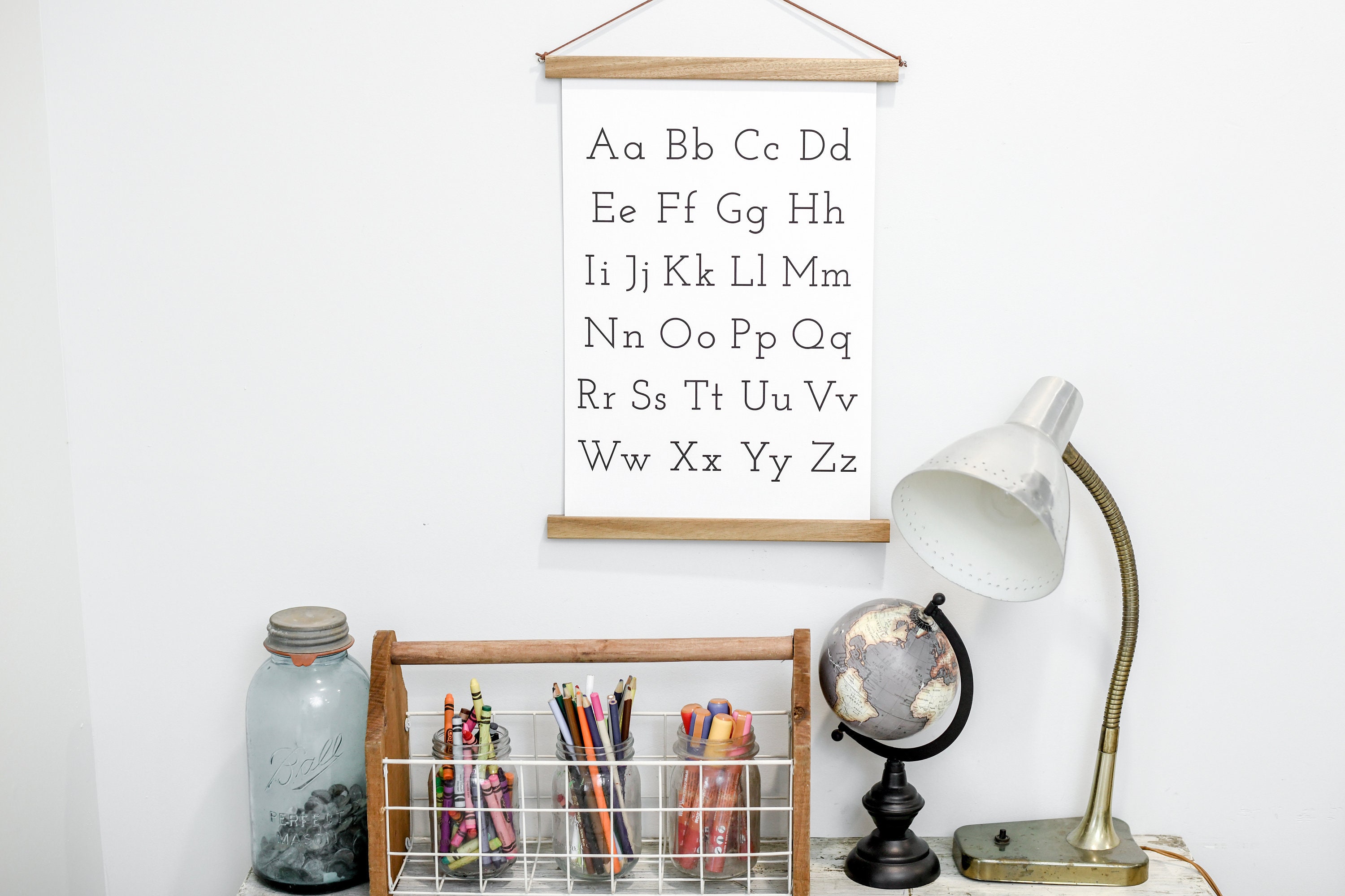 Alphabet Print Framed Alphabet Wall Hanging Alphabet Canvas | Etsy