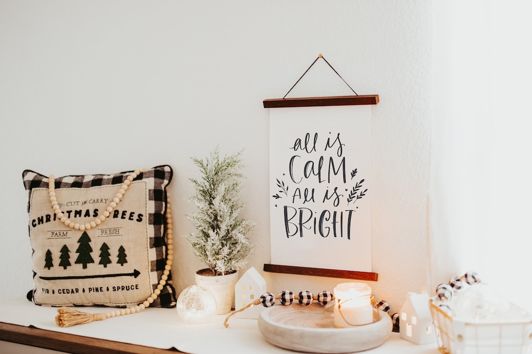 All is Calm All is Bright Sign, Christmas Signs, Large Christmas Wall ...