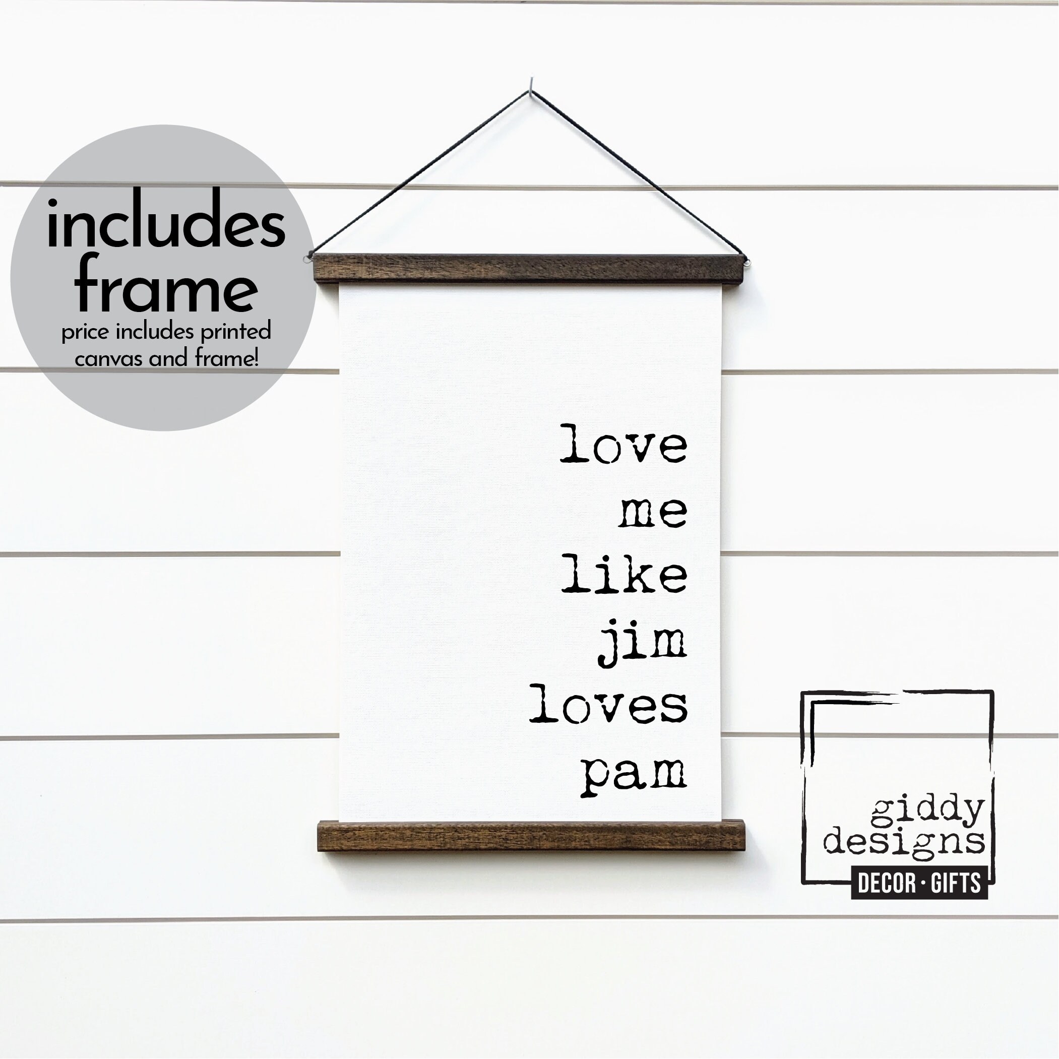 Jim and Pam Love me like Jim loves Pam Print Hanging Canvas | Etsy