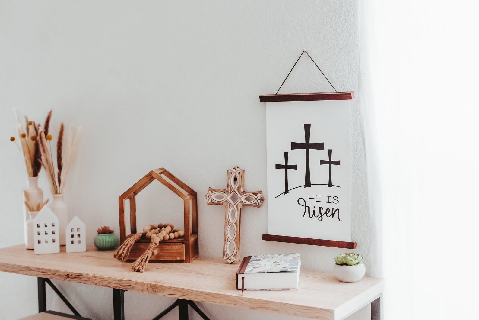 He is Risen Sign, Easter Decor Religious, Easter Canvas Wall Art ...