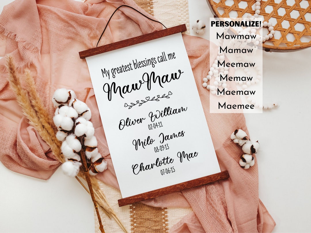 My Greatest Blessings Call Me Mamaw Sign, Personalized Gift for Mawmaw ...