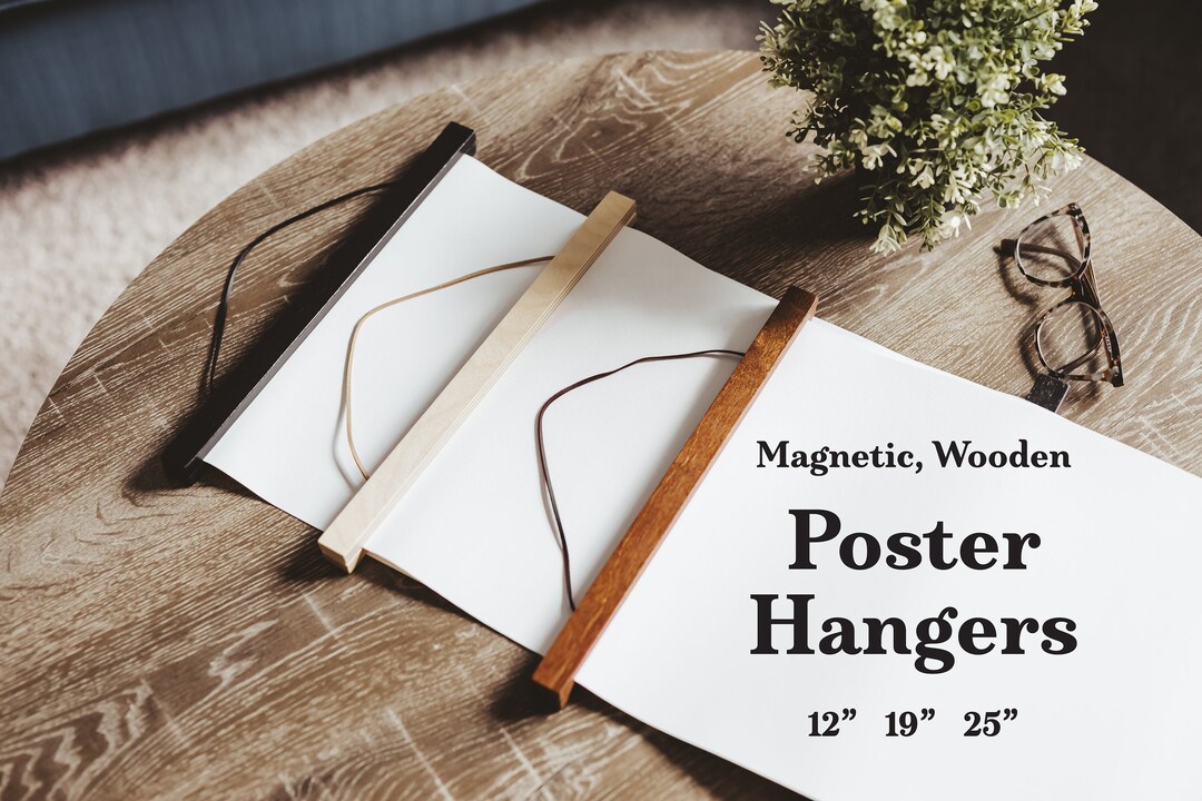Poster Hanger, Magnetic Poster Hanger Frame, 18x24 Frame, Hanging Wood ...