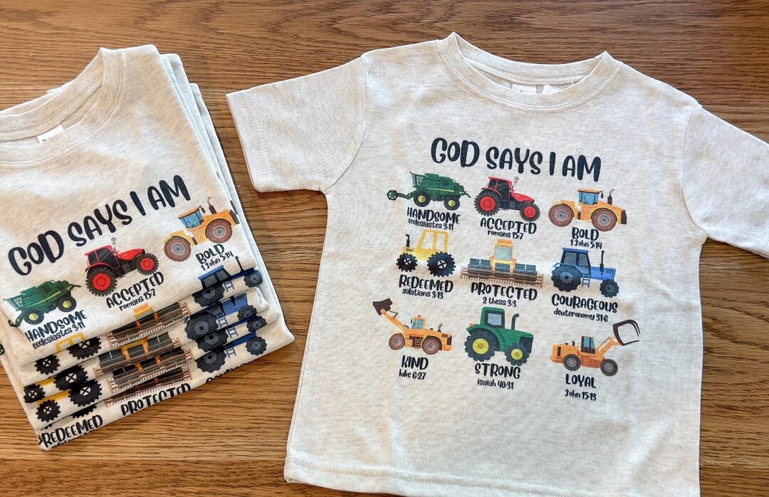 Tractor God Says I Am Bible Verse Christian Boy Shirt Tractor T-shirt ...