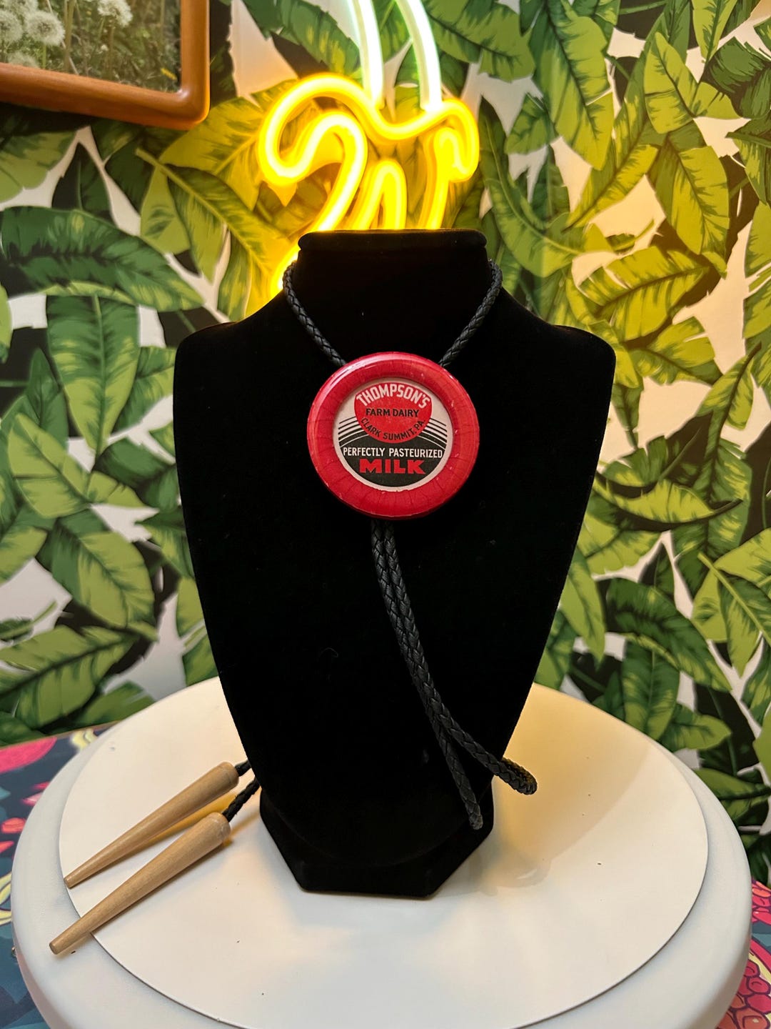Vintage Milk Cap Bolo Tie (thompsons Farm Dairy Clark Summit, PA.) - Etsy