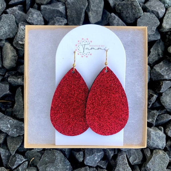 Red Dangle Earrings - Etsy