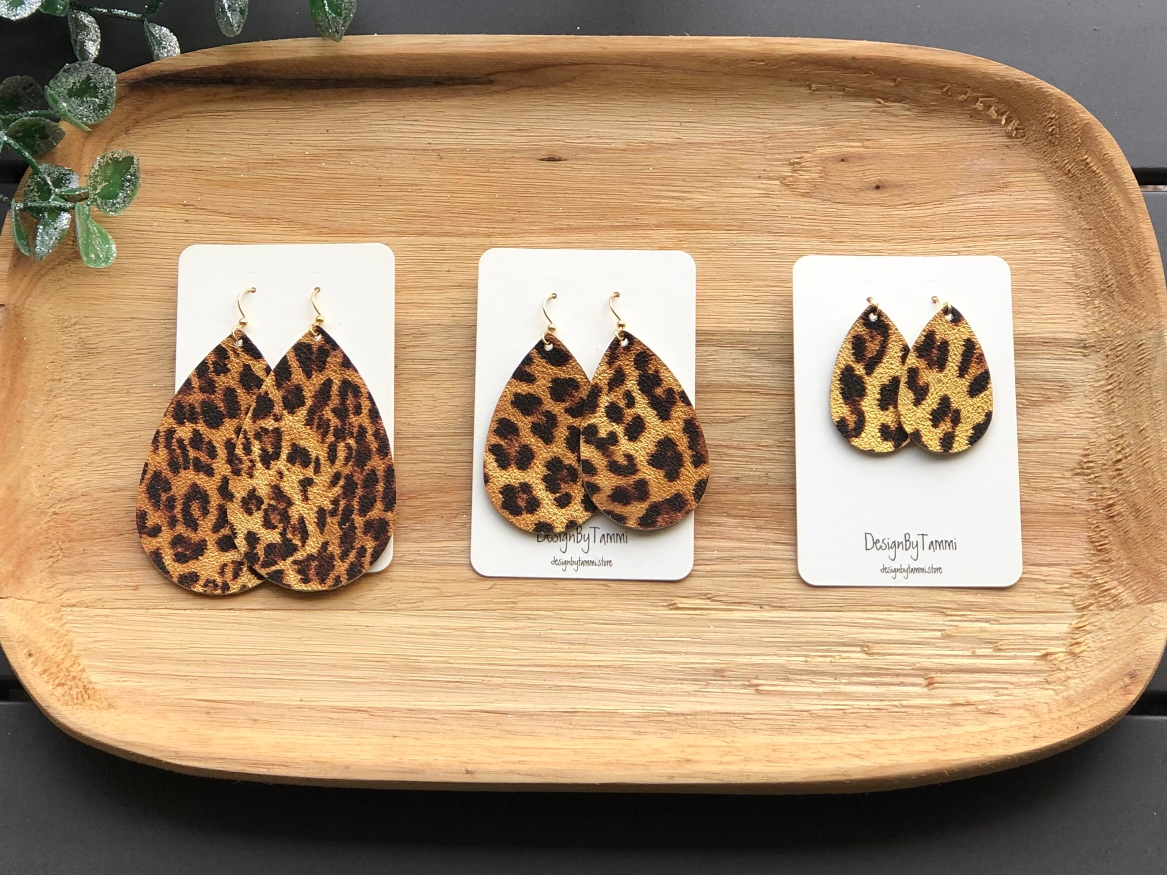 Gold Metallic Leopard Cheetah Leather Teardrop Earrings - Etsy