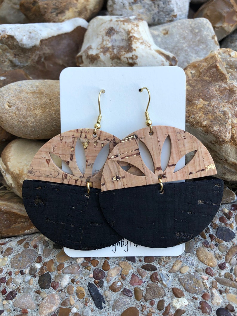 NEW DESIGN Black and Natural Cork Leather Split Circle - Etsy
