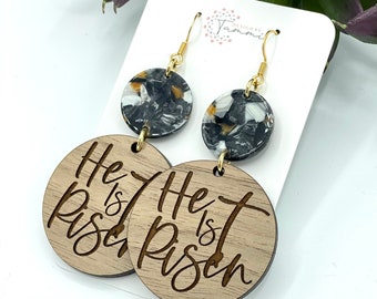 Easter Earrings He is Risen Earrings Cross Earring Wood - Etsy