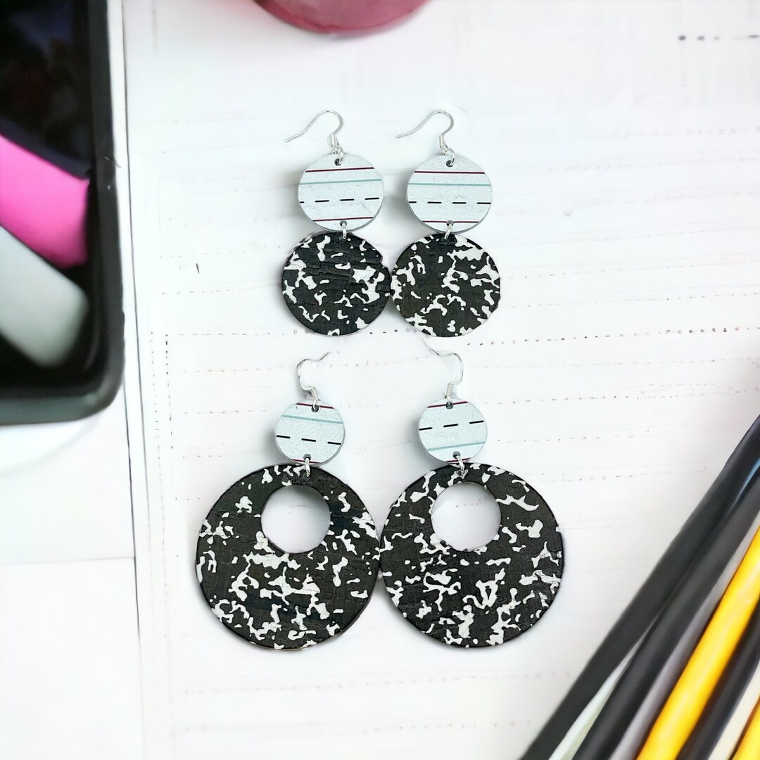 Notebook Paper Back to School Cork Leather Earrings - Etsy
