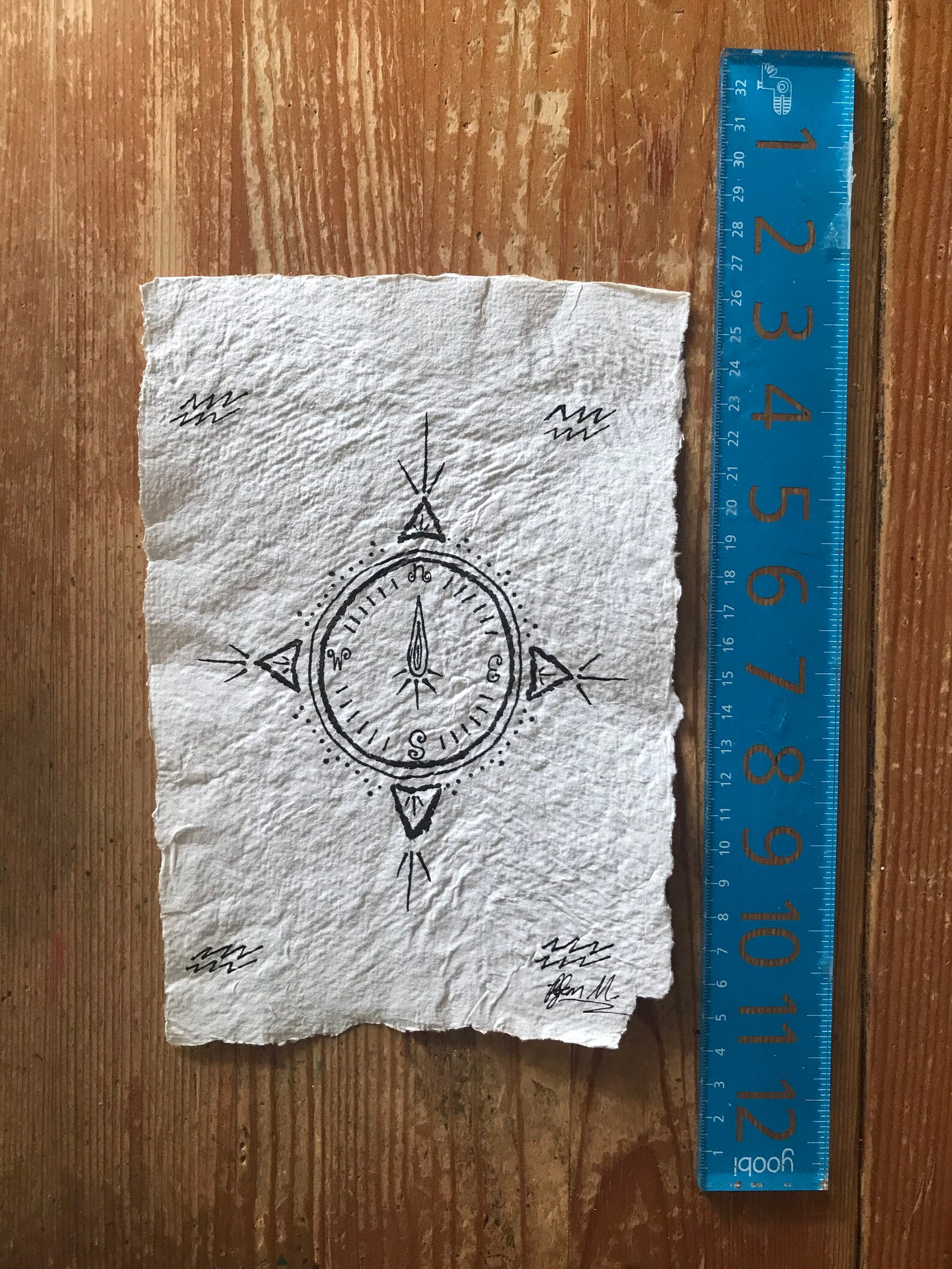 Far And Wide Original Compass Drawing On Homemade recycled Etsy far-and-wide-original-compass-drawing-on-homemade-recycled-etsy