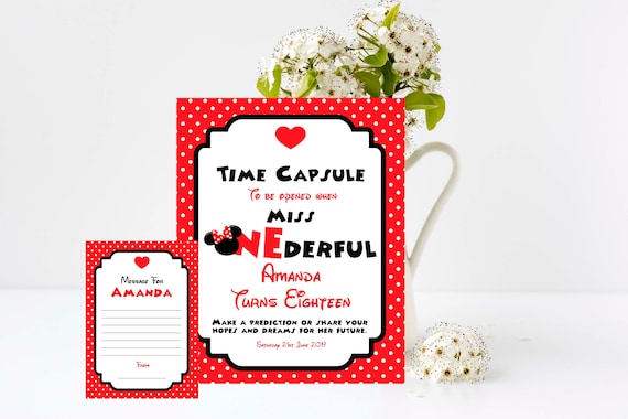 Minnie Mouse Time Capsule Sign and Cards 1st Birthday 8x10 | Etsy