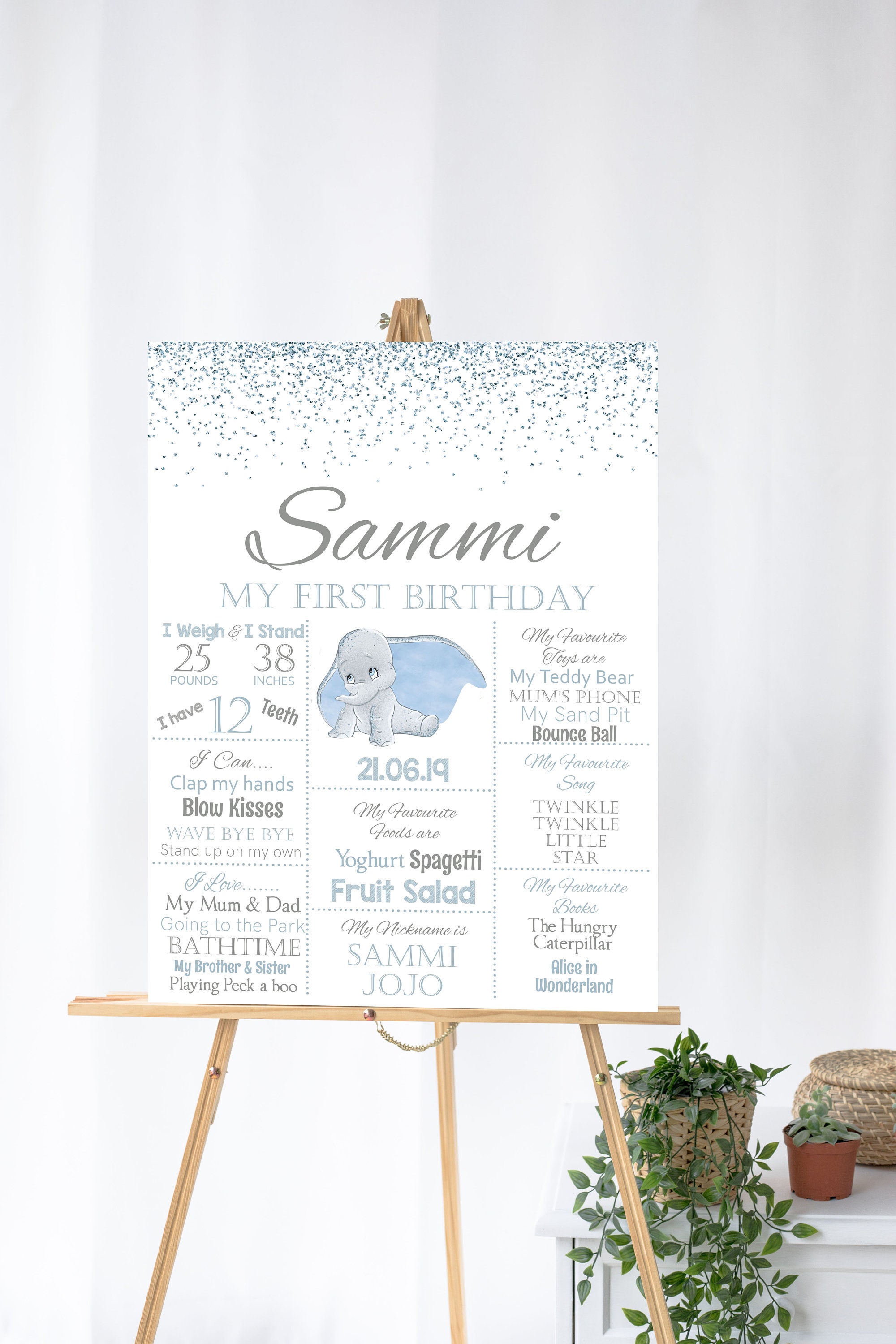 Dumbo Birthday Board 1st Birthday Elephant Edit and Print - Etsy Australia