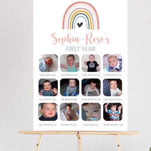 Rainbow Photo Board, 1st Birthday, Milestone Board, Edit and Print Your ...