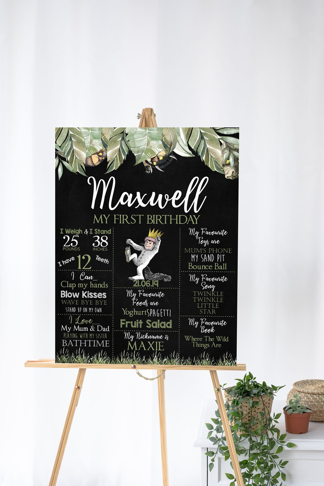 Where the Wild Things Are Birthday Board, 1st Birthday, Edit and Print ...