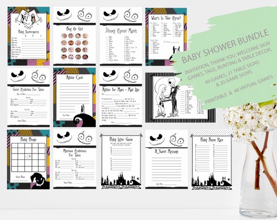 Nightmare Before Christmas Baby Shower Bundle Invitation 49 - Etsy