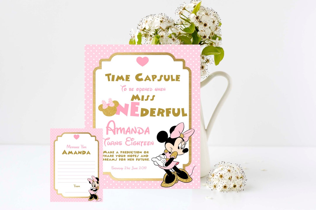 Minnie Mouse Time Capsule Sign and Cards, 1st Birthday ,8x10 Print, 4x6 ...