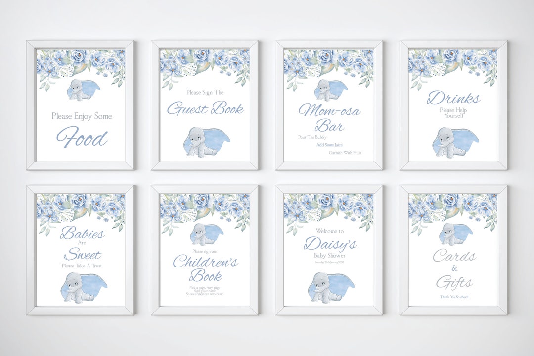 Elephant Table 8x10 Signs, Birthday, Baby Shower, Table Decor, 1st ...
