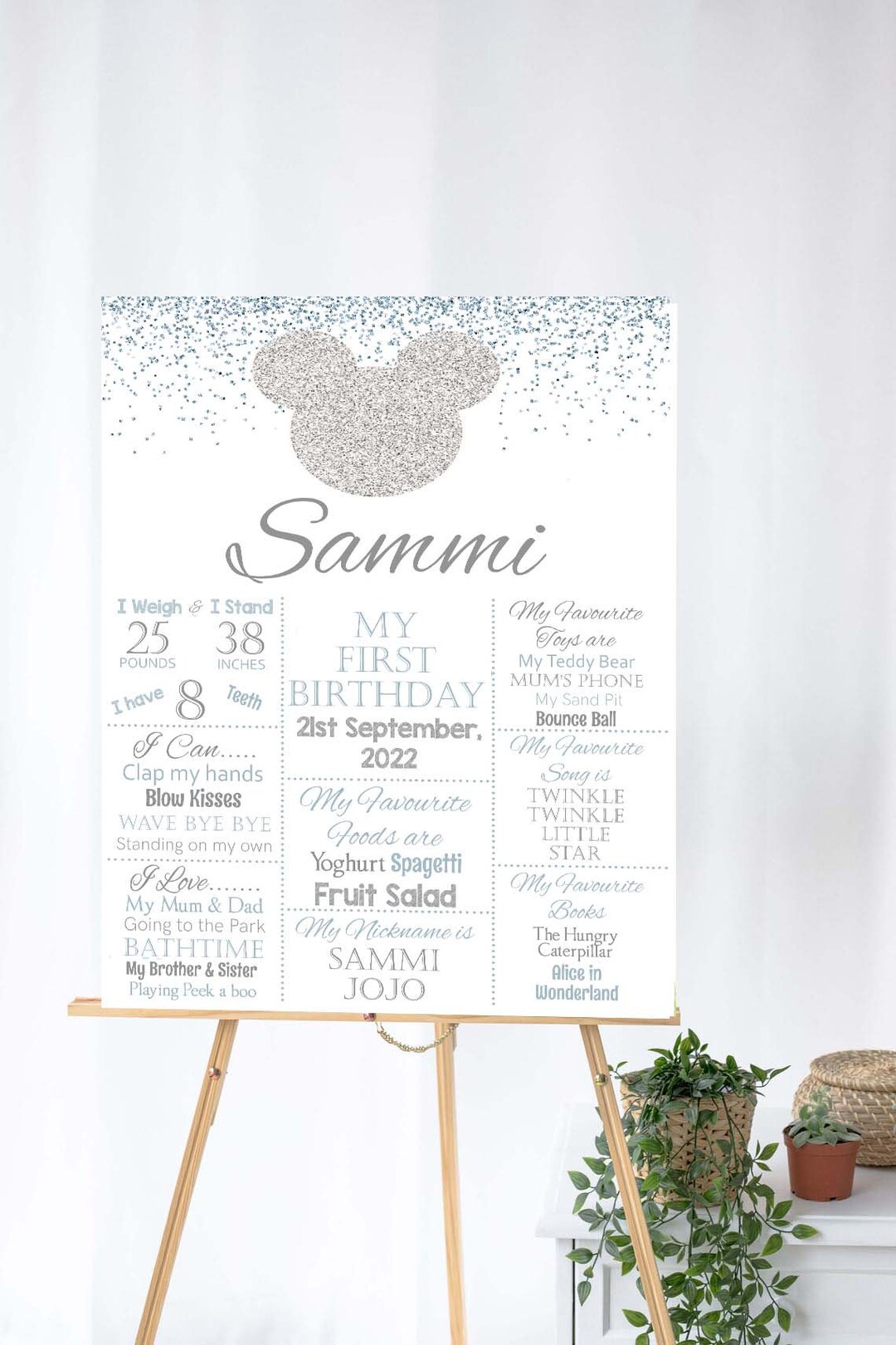 Mickey Mouse Birthday Board, 1st Birthday, Edit and Print Your Own ...