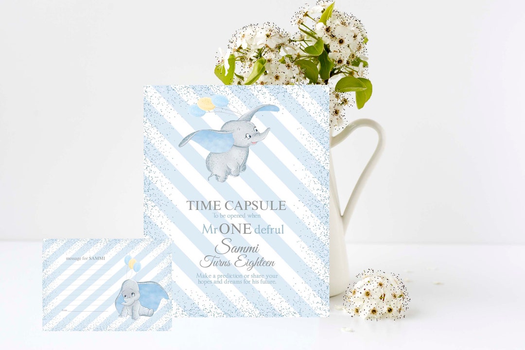 Dumbo Time Capsule Sign and Cards, 1st Birthday ,8x10 Print, 4x6 or 5x7 ...
