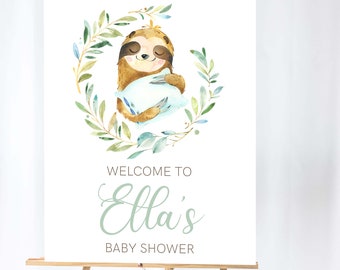 Sloth Baby Shower Welcome Sign Printable Personalized Baby - Etsy