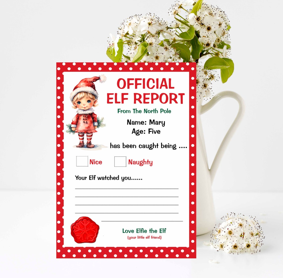 Elf Christmas Pack, Letter From Elf, Report Card, Edit and Print Your ...