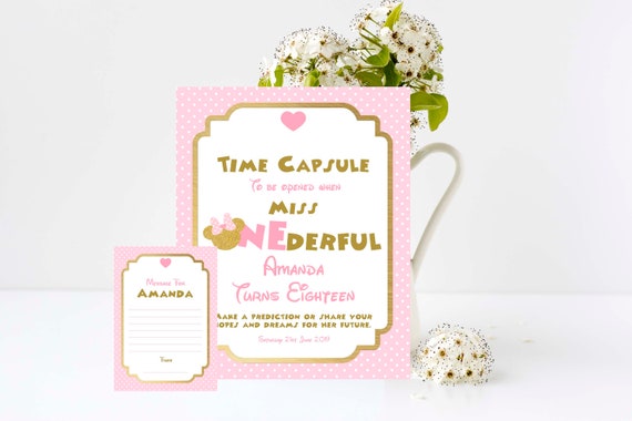 Minnie Mouse Time Capsule Sign and Cards 1st Birthday 8x10 | Etsy