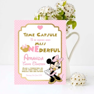 Minnie Mouse Time Capsule Sign and Cards, 1st Birthday ,8x10 Print, 4x6 ...
