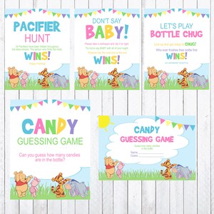32 Baby Shower Games. Winnie the Pooh, Book Card, Diaper Card,baby ...