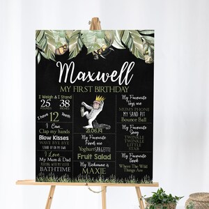 Where the Wild Things Are Birthday Board, 1st Birthday, Edit and Print ...