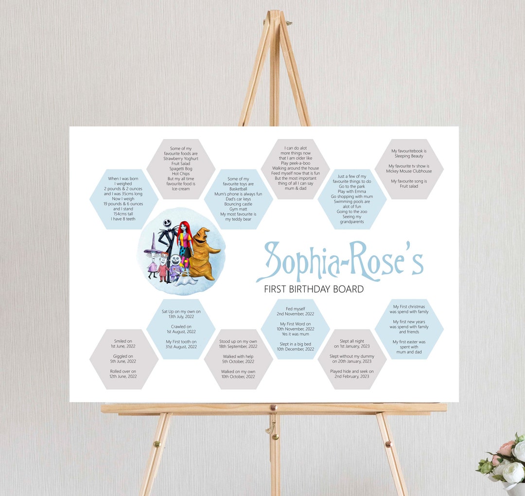 Nightmare Before Christmas Birthday Board, 1st Birthday, Edit and Print ...