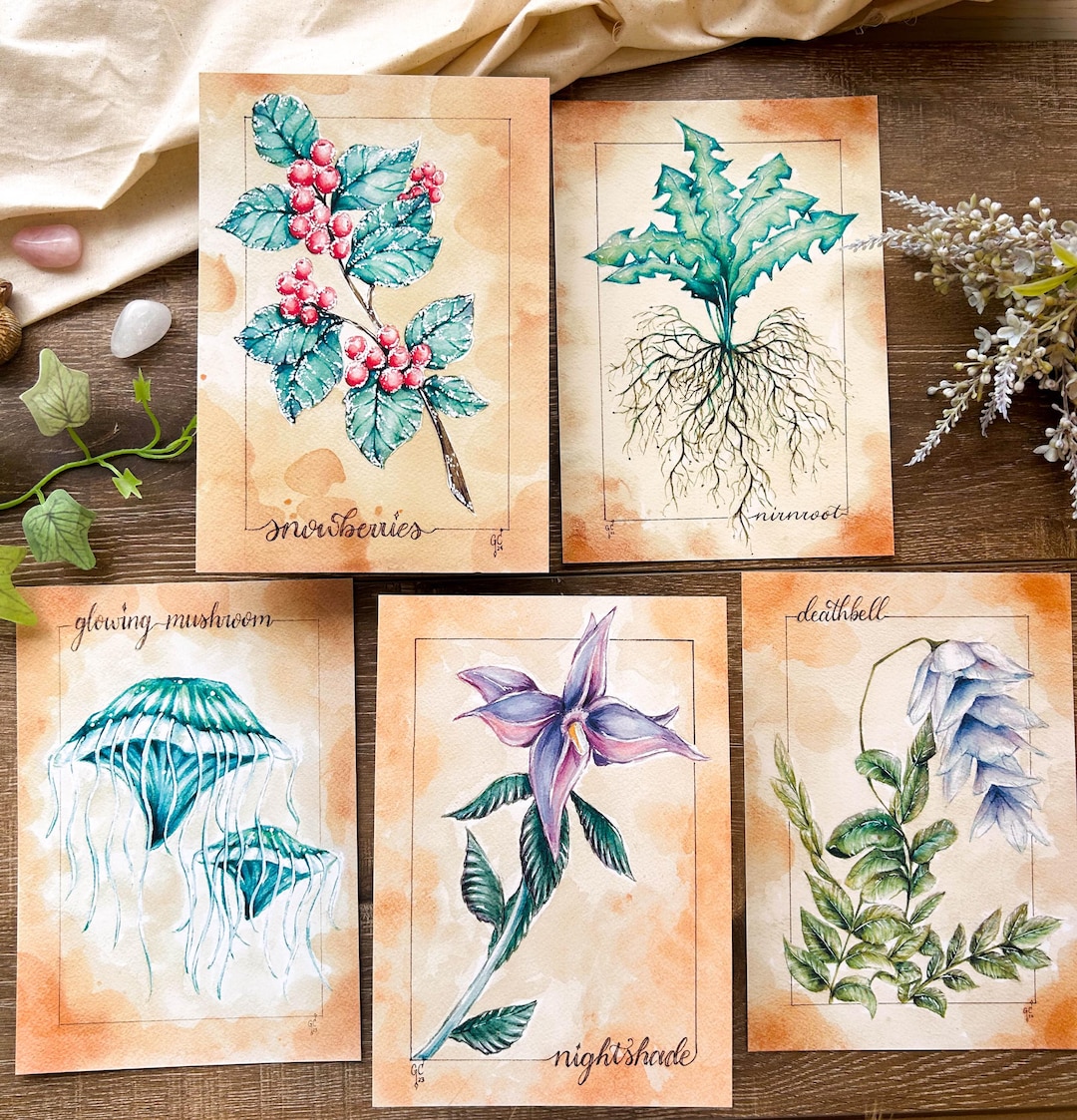 Fantasy Botanical Art Print | Video Game Inspired Alchemy Herbs ...