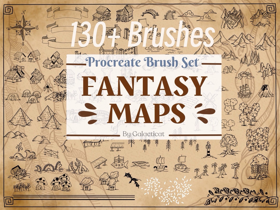 Fantasy Map Brush Pack for Procreate || 130+ Stamps for D&D, Tabletop ...