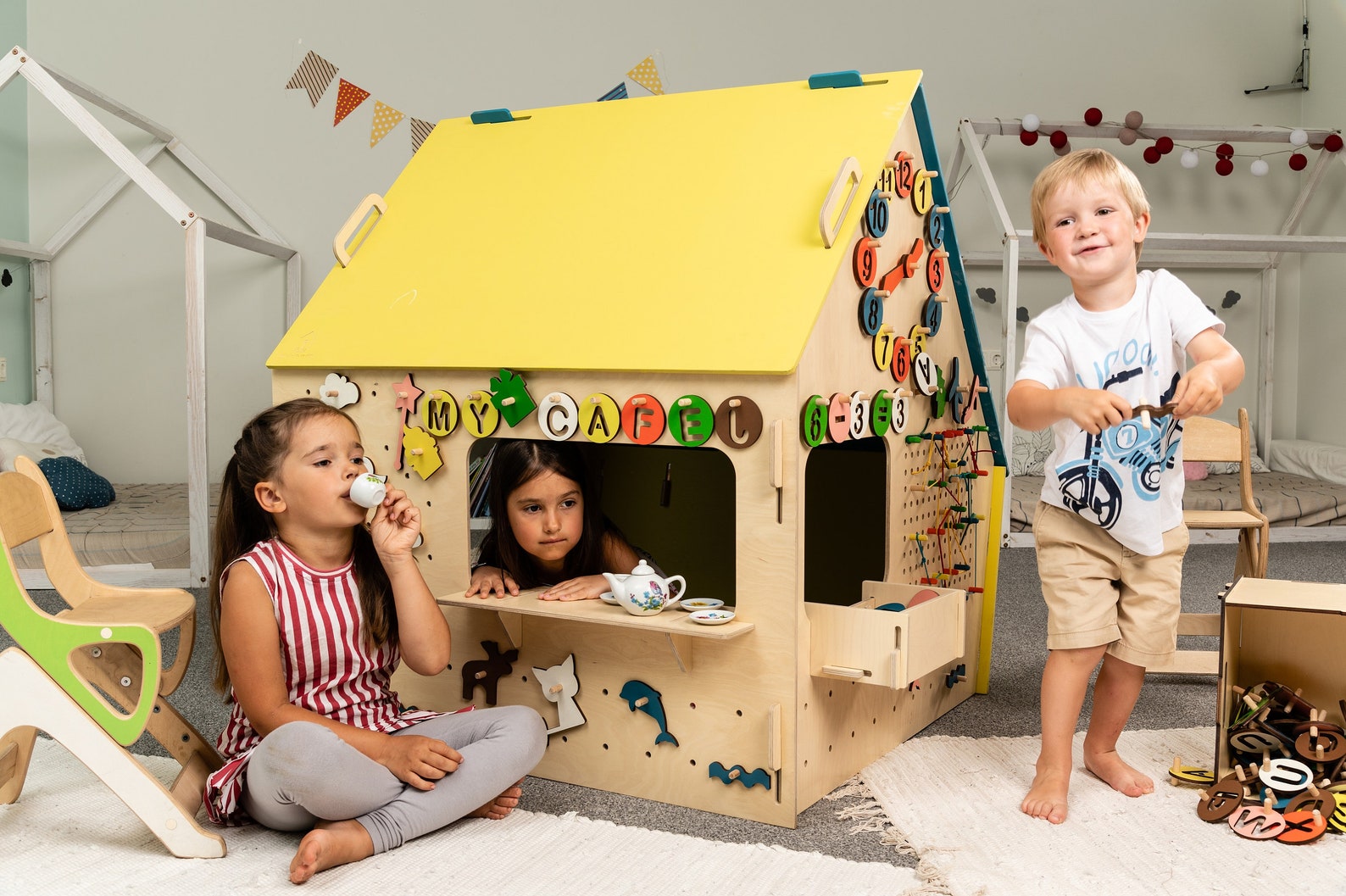 Lil HOUSE® Educational Montessori Wooden Playhouse, S Size; Play House ...