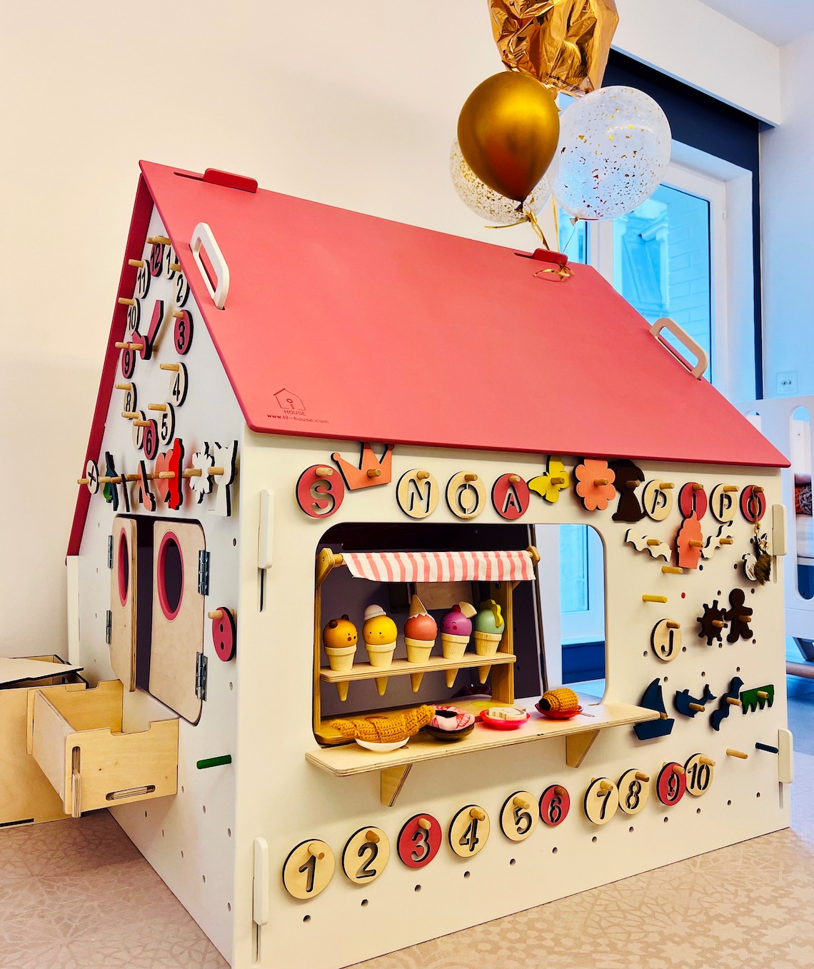 Lil HOUSE® Educational Montessori Wooden Playhouse, S Size; Play House ...