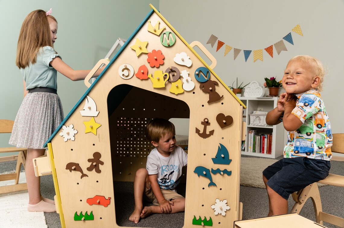 Lil HOUSE® Educational Montessori Wooden Playhouse, S Size; Play House ...