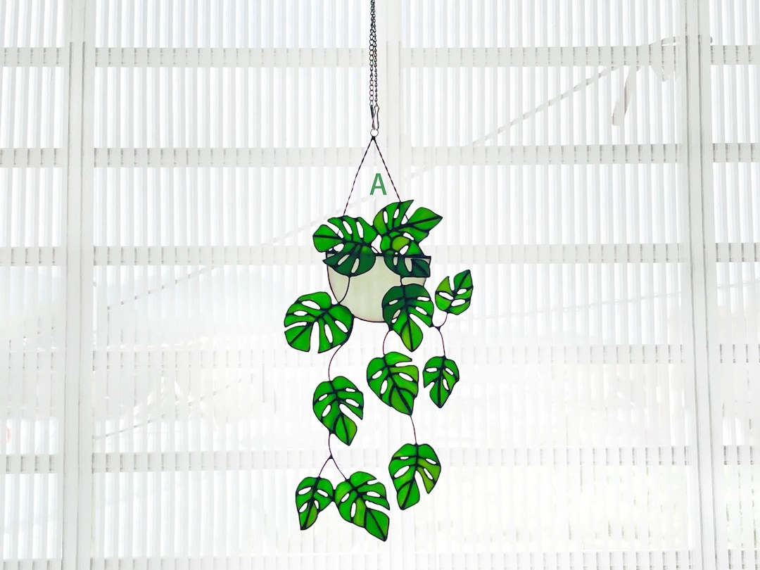 Monstera Plant Stained Glass Window Hangings Stained Glass Flowers Boho ...