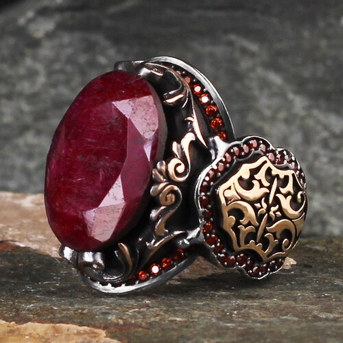 Ruby Stone Men Silver Ring 925 Sterling Silver Ruby Gemstone - Etsy