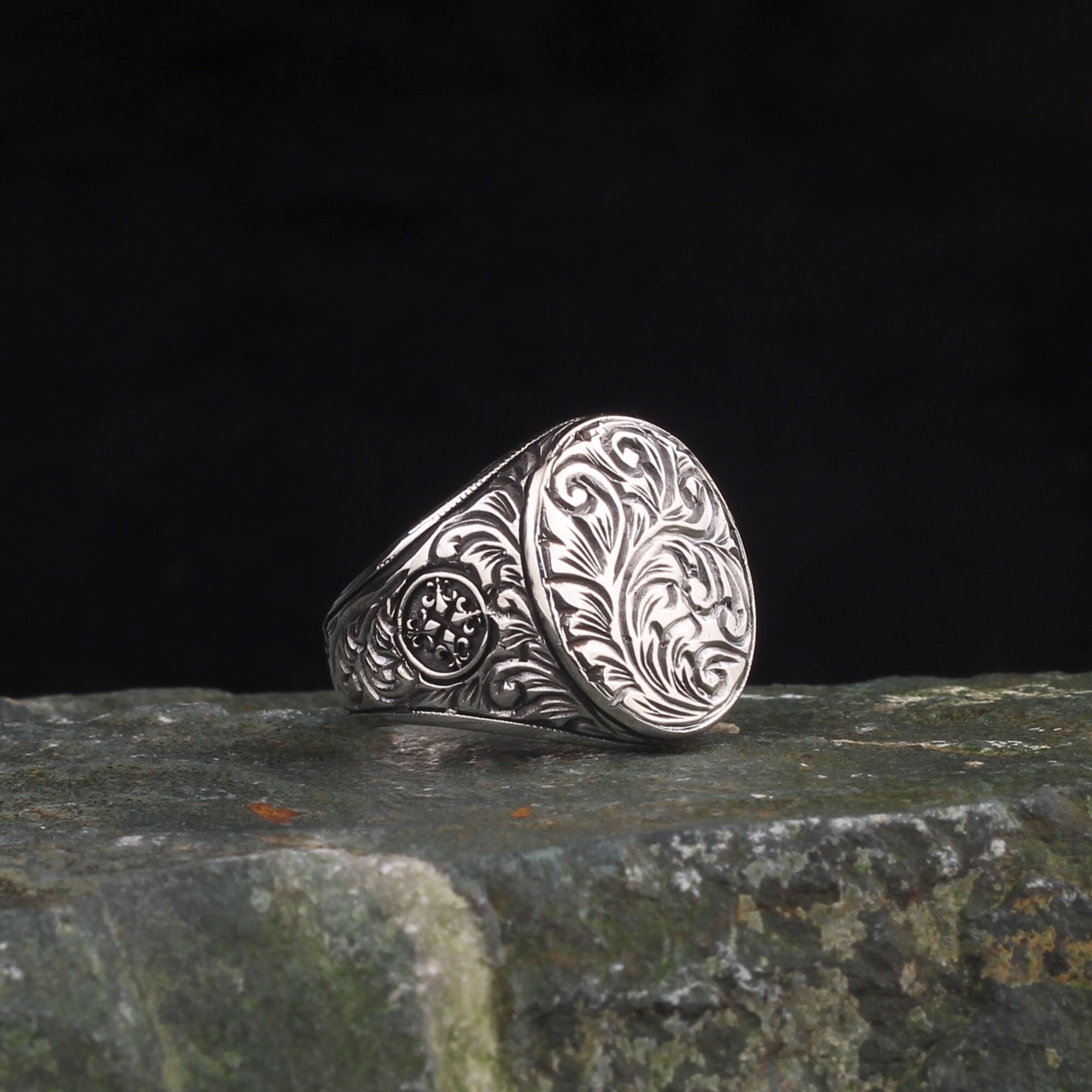 925 Sterling Silver Mens Ring Handmade Engraved Minimalist Men - Etsy