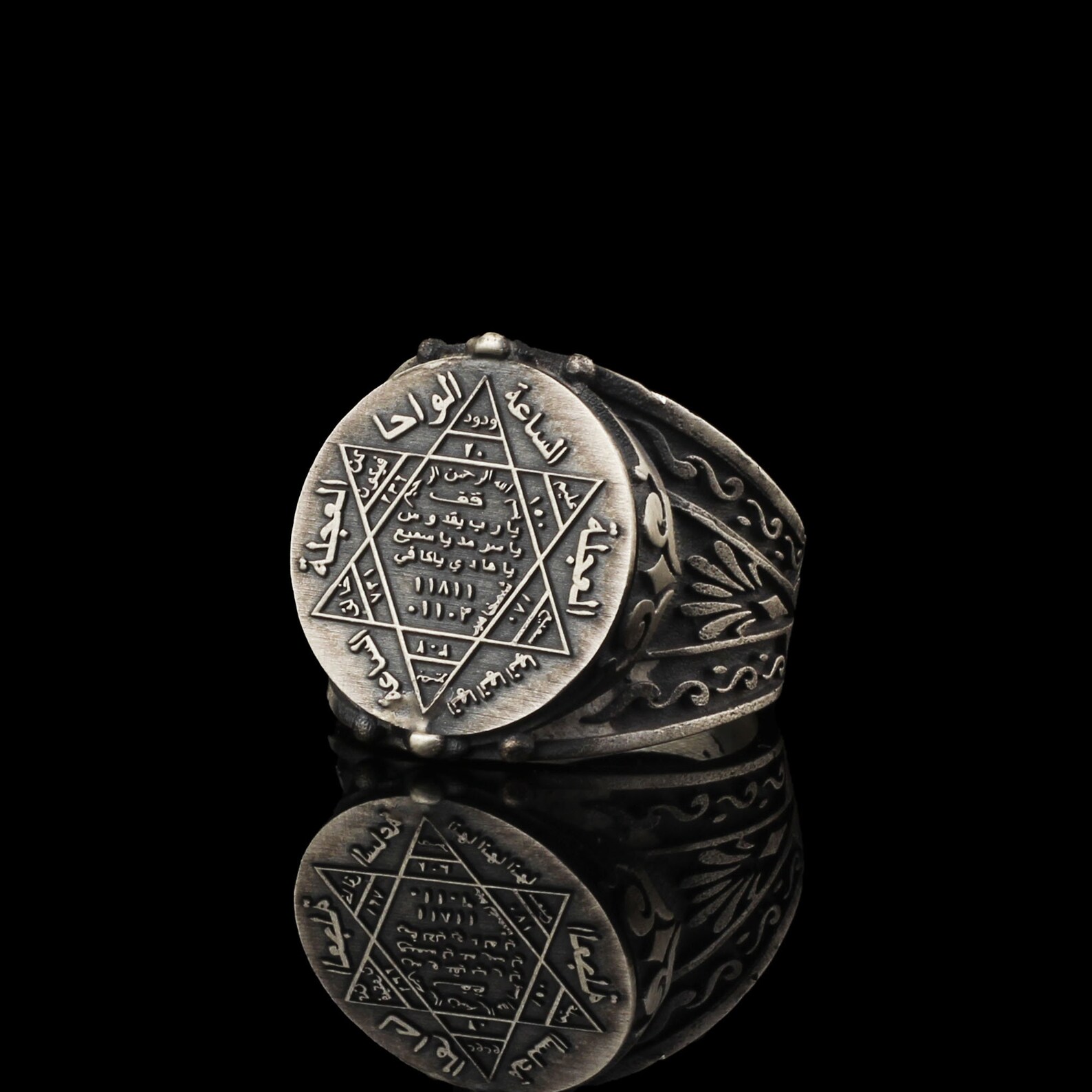 Suleiman's Star Silver Ring Seal of Solomon Oxidized - Etsy