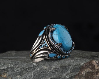 Ethnic Turkish Turquoise Silver Birds Tall Statement Ring Size - Etsy