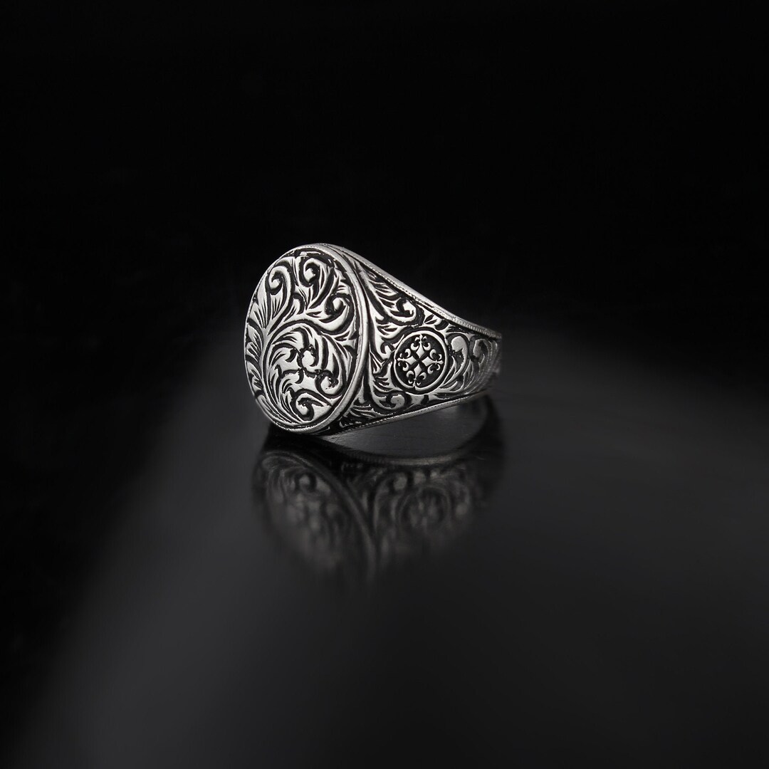 925 Sterling Silver Mens Ring Handmade Engraved Minimalist Men - Etsy