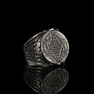 Suleiman's Star Silver Ring Seal of Solomon Oxidized - Etsy