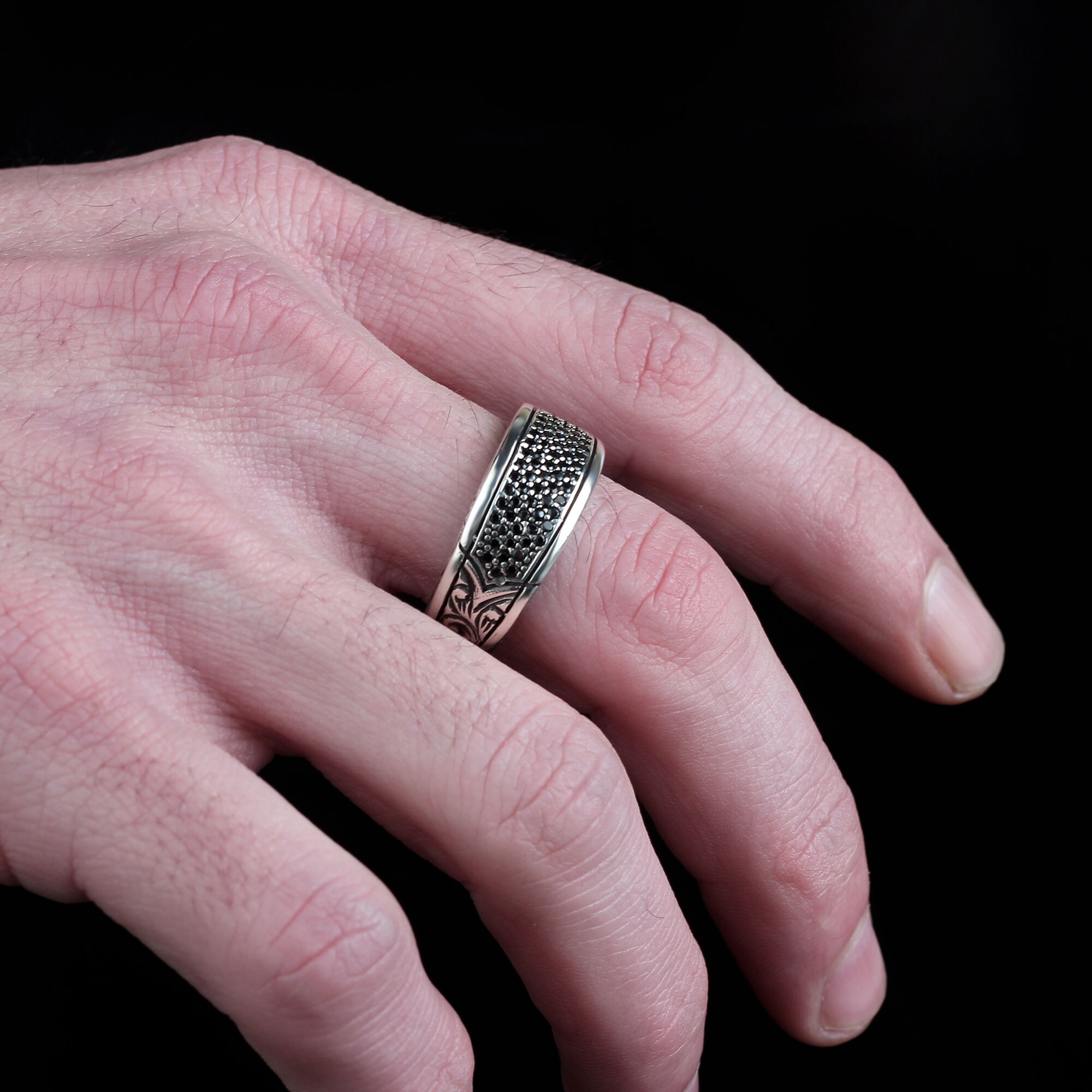 925 Sterling Silver Handmade Engraved Men Ring - Etsy