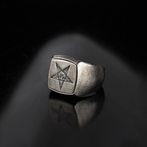 Sigil of Baphomet Inverted Pentagram Satanic Satan Ring - Etsy