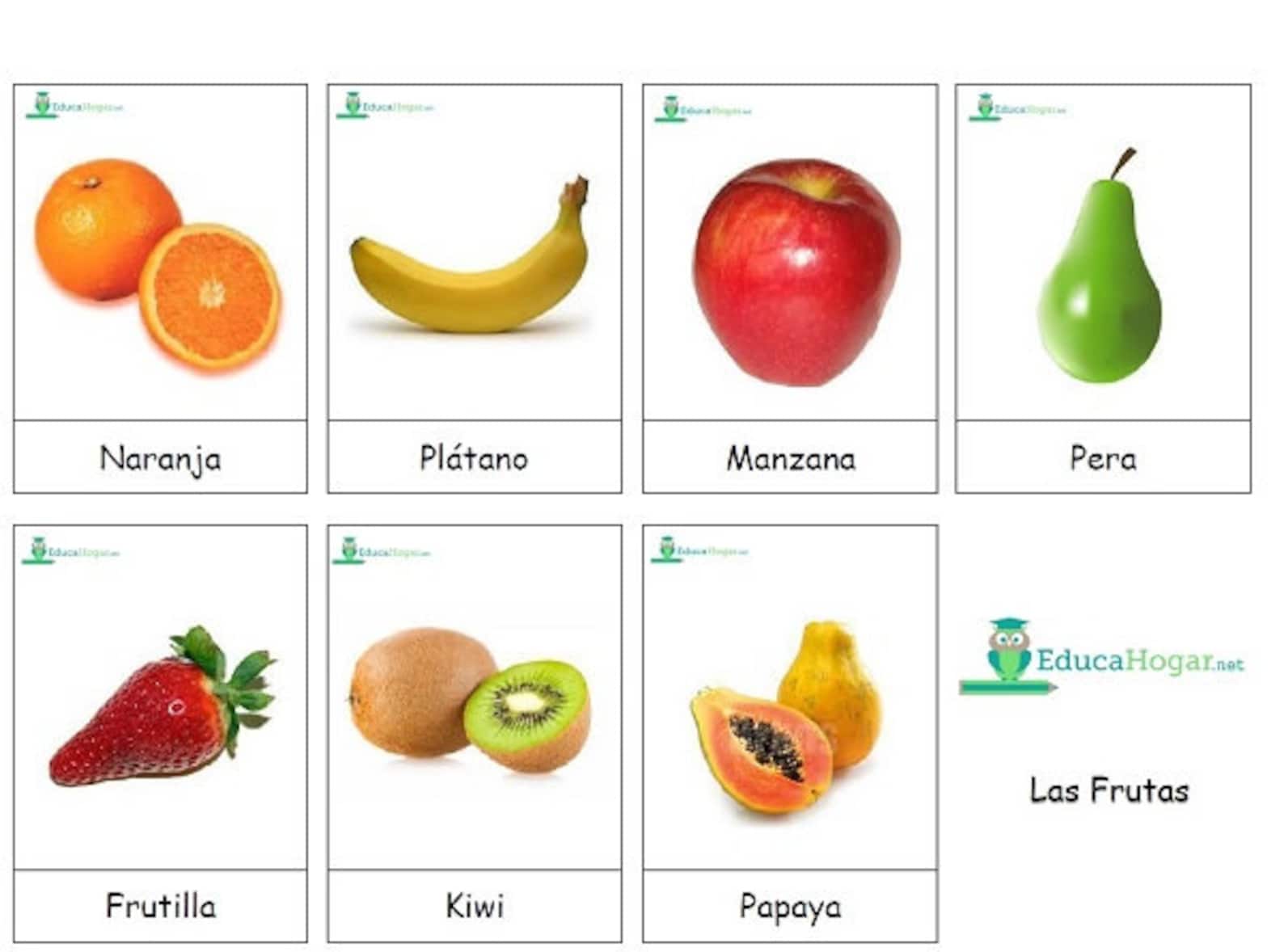 Fruits-24 SPANISH Montessori Cards - Etsy