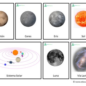 Solar System SPANISH Montessori Cards | Etsy