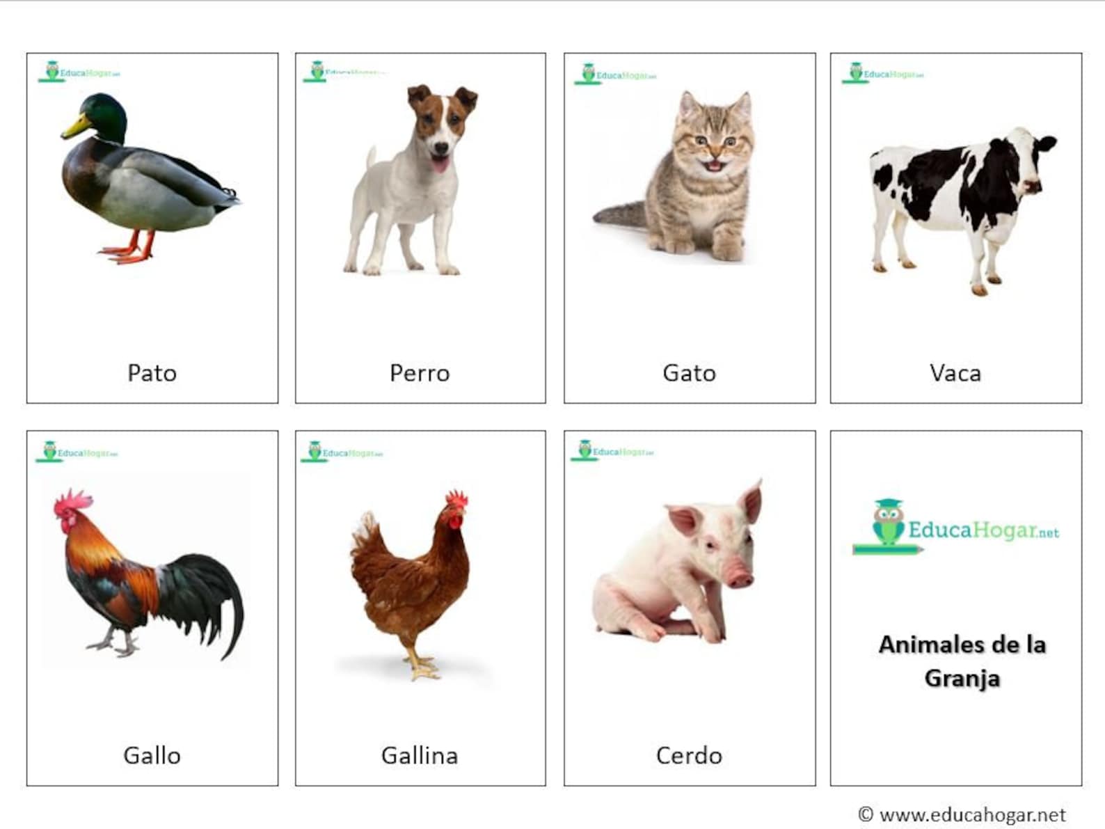 Farm Animals - 15 SPANISH Montessori Cards - Etsy