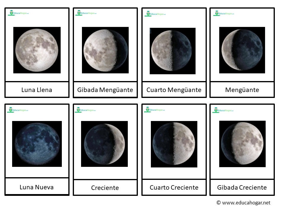Moon Phases - SPANISH Montessori Cards - Etsy
